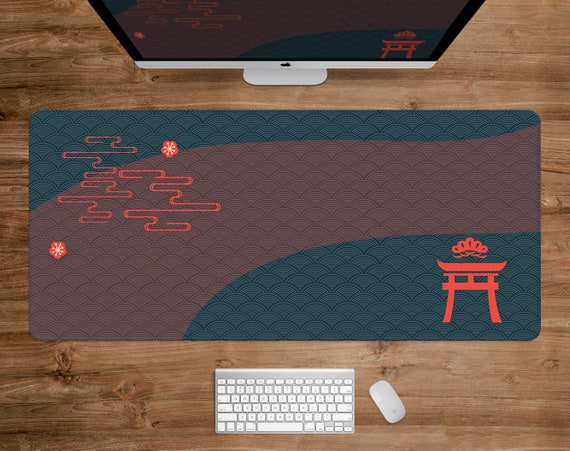 Japanese Desk Mat Sage Green Oriental Pattern Mousepad Xl - Etsy