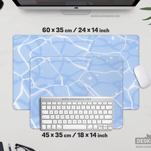 Blue Water Desk Mat: Kawaii Mouse Pad Xl, Light Ocean Waves Deskmat ...