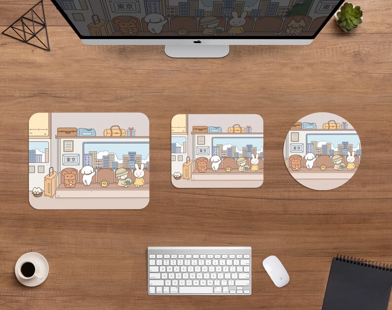 Kawaii Desk Mat Cute Mousepad, Cute Anime Aesthetics, Japanese Train to ...