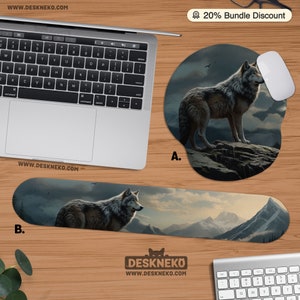 Mountain Wolf Desk Mat: Nature Mouse Pad Xl, Grey Landscape Art, Extra ...