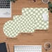 Checkered Mouse Pad With Wrist Rest, Green Groovy Boho Sage Beige ...