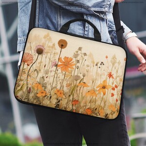 Flowers Laptop Sleeve, Computer Bag for Women, Cute Wildflower Floral ...