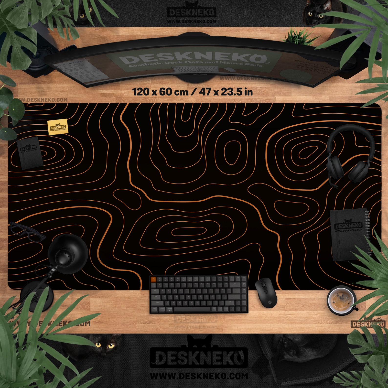 Topo Desk Mat Orange, Gaming Mouse Pad Large, Minimal LED Deskmat Black ...