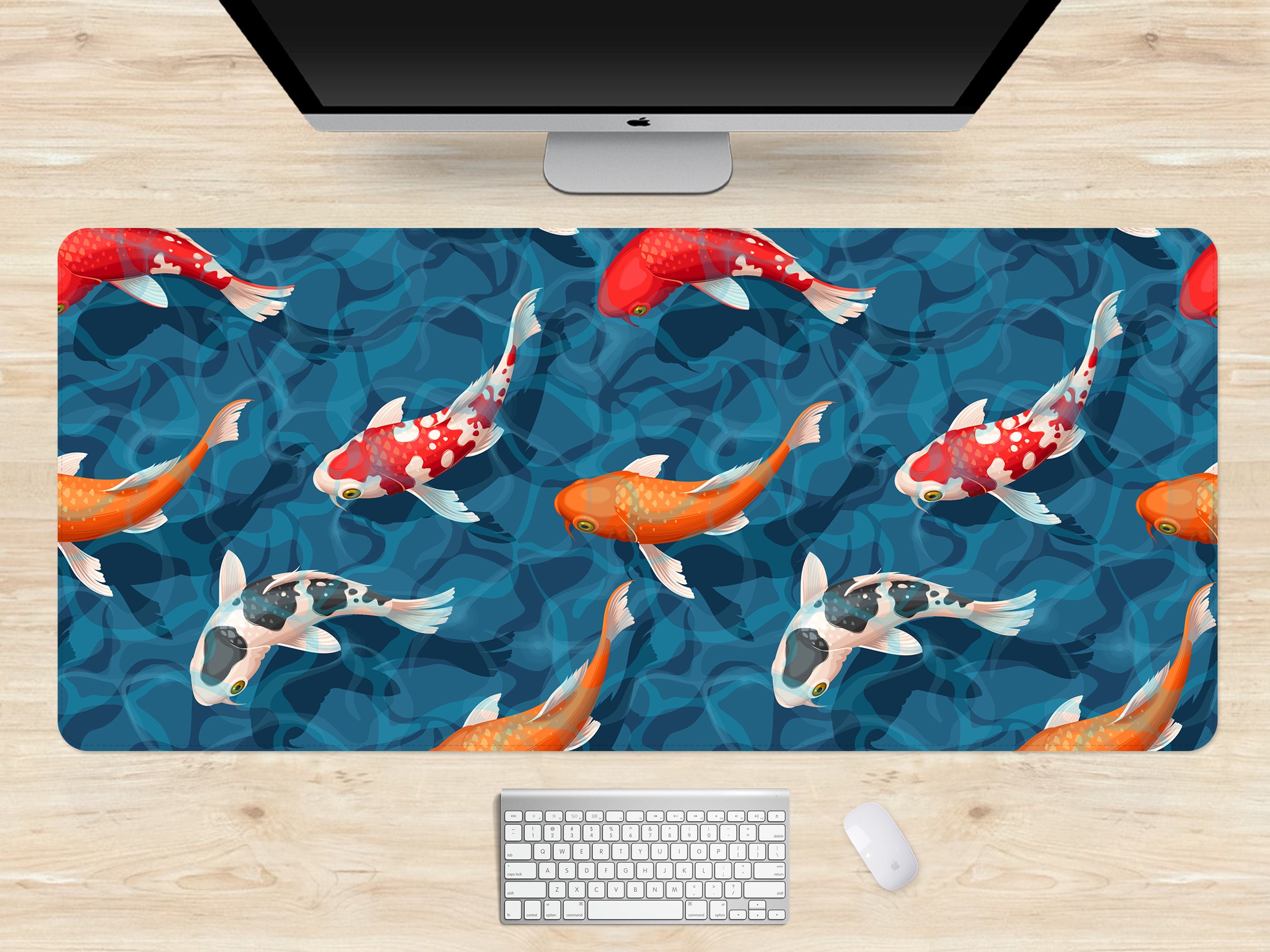 Koi Fish Mousepad Japanese Desk Mat XL Boho Nature Mouse Pad - Etsy