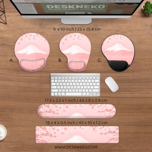 Fuji Desk Mat Cute, Japanese Mousepad Large, Kawaii Deskmat Pastel Pink ...