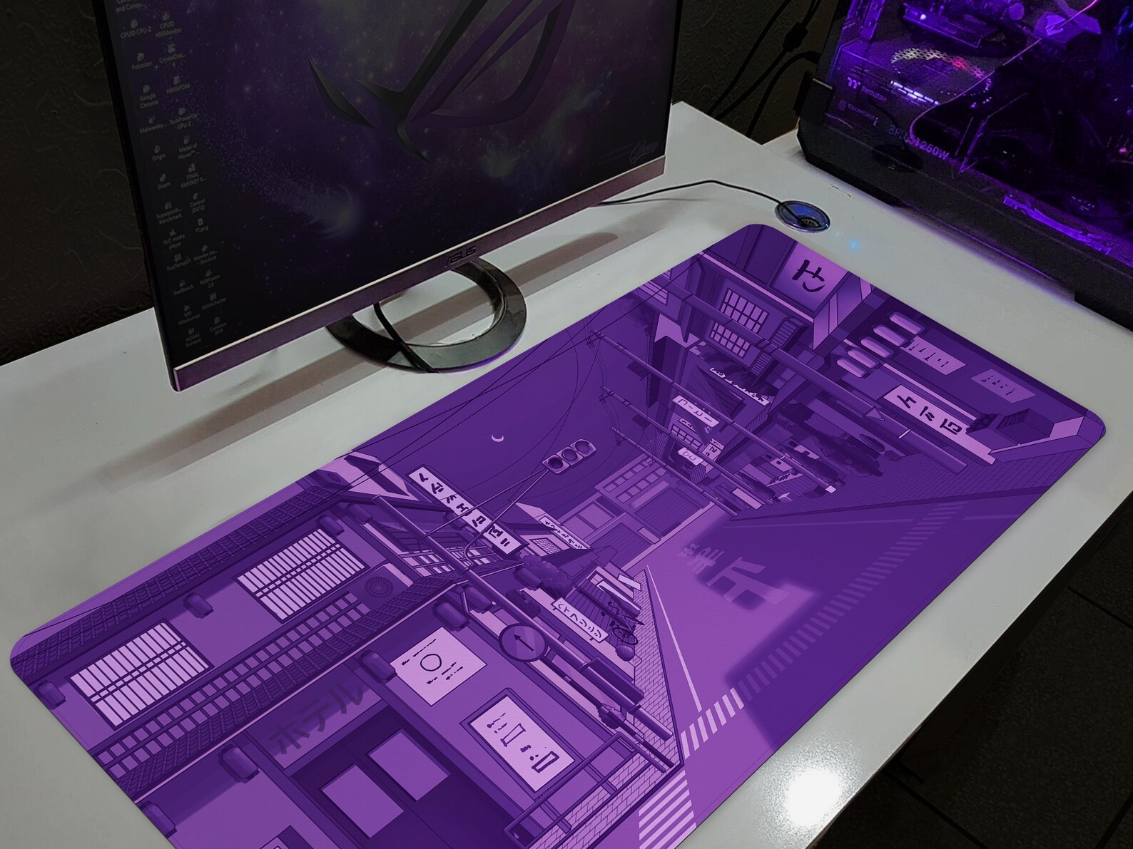 Purple Tokyo Desk Mat Xl Japanese Street Mousepad Retro - Etsy