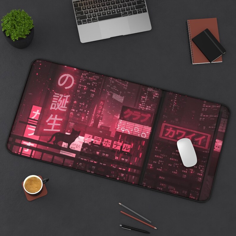 Tokyo Gaming Mouse Pad Neon Japan Desk Mat Retro Vaporwave | Etsy