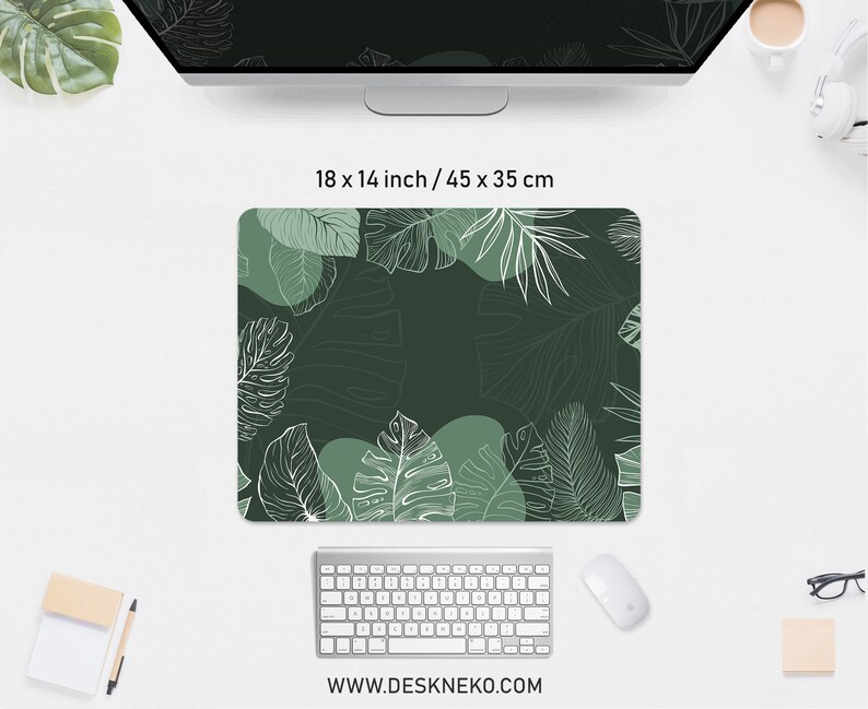 Green Plants Desk Mat Monstera, Tropical Mouse Pad Cute, Xxl Gaming ...