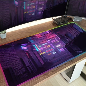 RGB Desk Mat Large, Gaming Deskmat, Anime Mousepad, Japanese Vaporwave ...