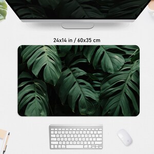 Monstera Plants Desk Mat Mousepad Green Tropical Leaves, Botanical ...