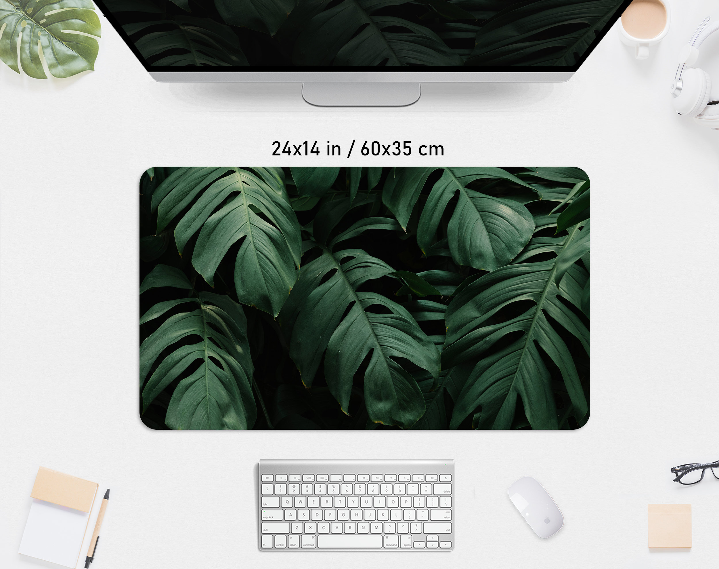 Monstera Plants Desk Mat Mousepad Green Tropical Leaves - Etsy