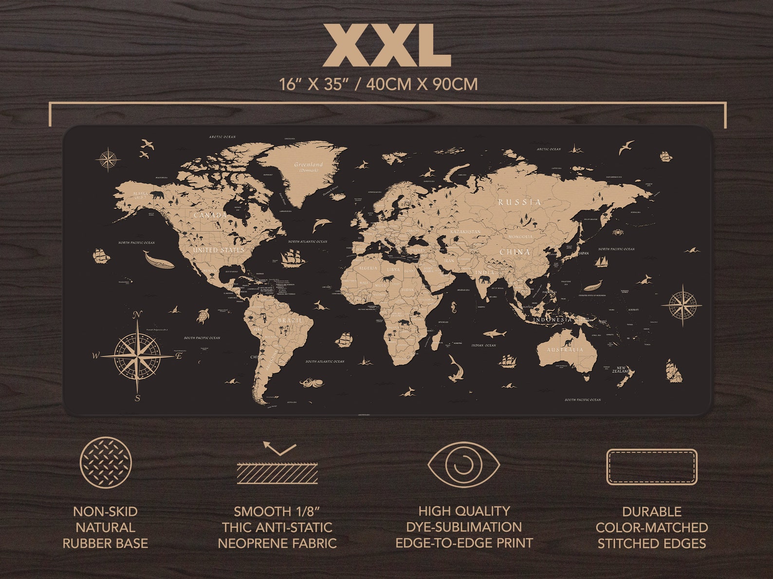 World Map Desk Mat XXL Historical World Map Mousepad Extra - Etsy