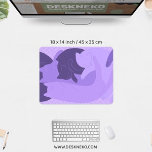 Purple Deskmat Kawaii Mousepad Cute Cats, Large Gaming Mouse Pad ...