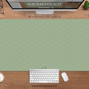 Matcha Green Desk Mat, Japanese Mousepad Aesthetic, Seigaiha Wave ...