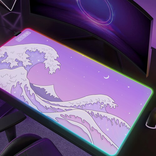 Pastel Anime Desk Mat Kawaii Mousepad Japanese Purple - Etsy India
