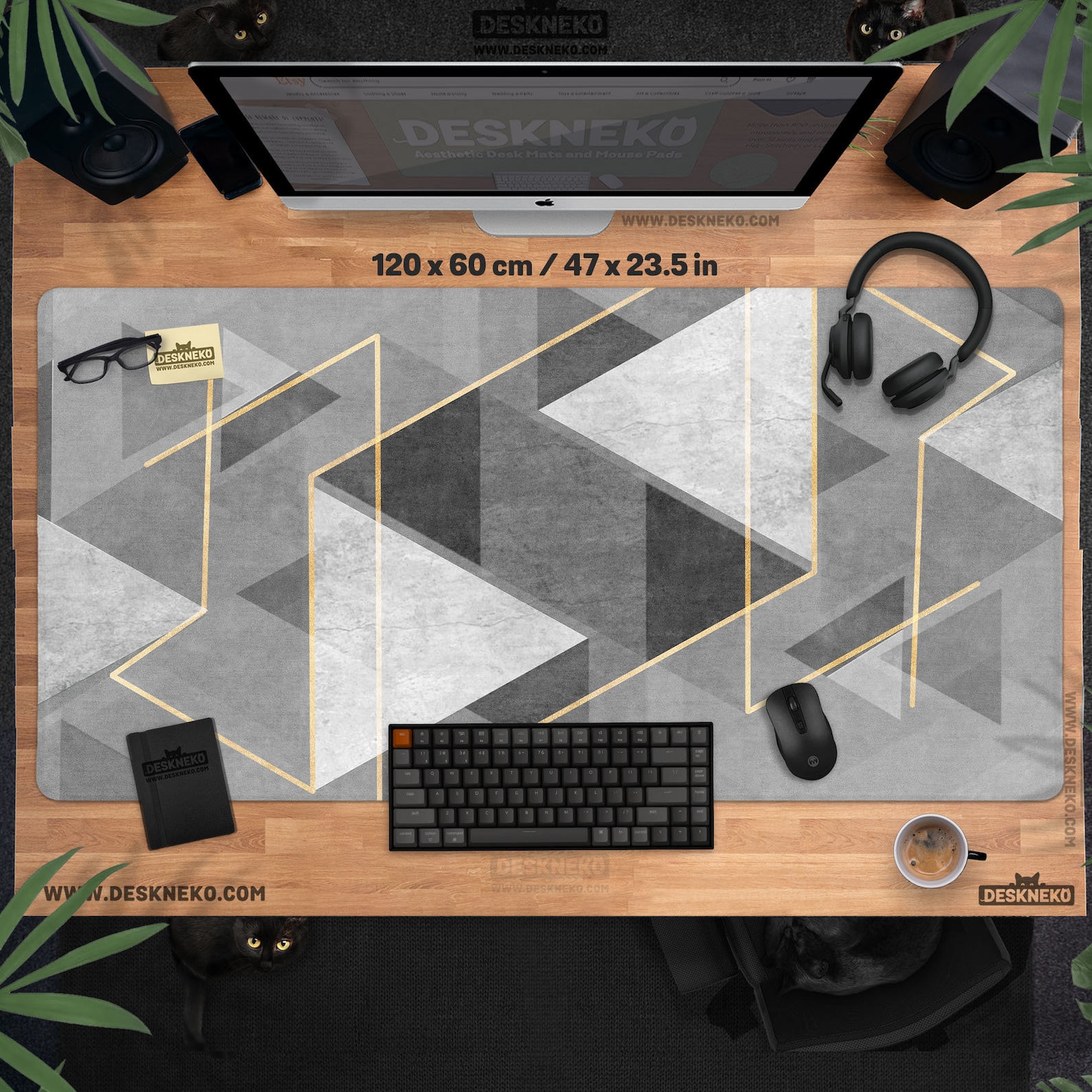 Grey Desk Mat Xxl, Minimalist Mouse Pad, Large Mousepad, Mid-century ...