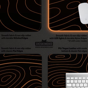 Topo Desk Mat Orange, Gaming Mouse Pad Large, Minimal LED Deskmat Black ...