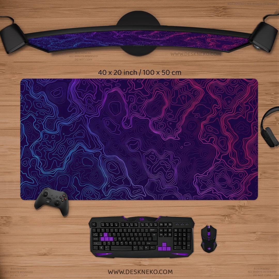 Topo Desk Mat Purple RGB Deskmat Large Xl Gaming Mousepad - Etsy