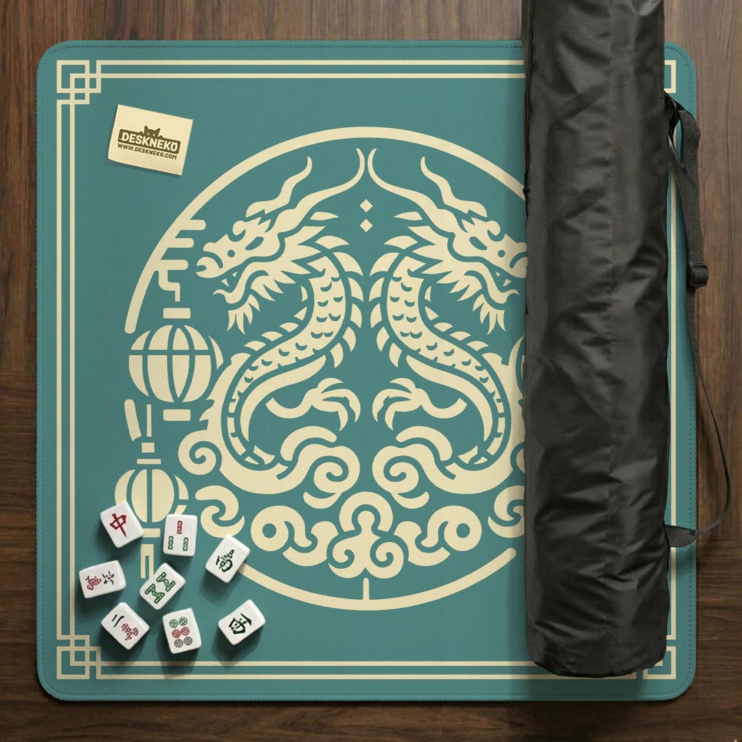 Mahjong Mat, Dragon Design Table Mat, Chinese American Mah Jongg Pad ...