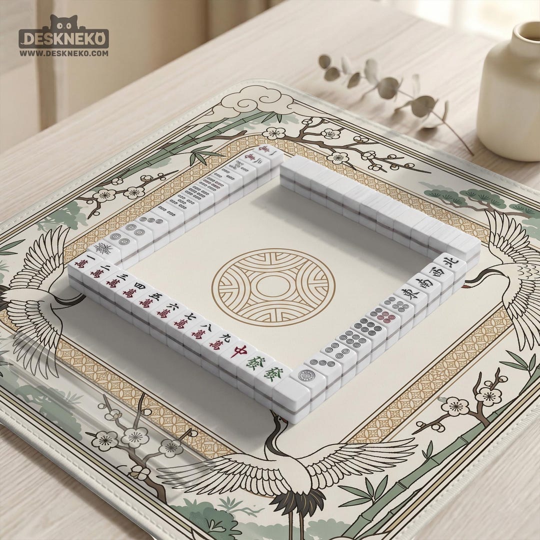 Mahjong Table Mat, Crane Bamboo Mahjong Game Mat, American Riichi ...