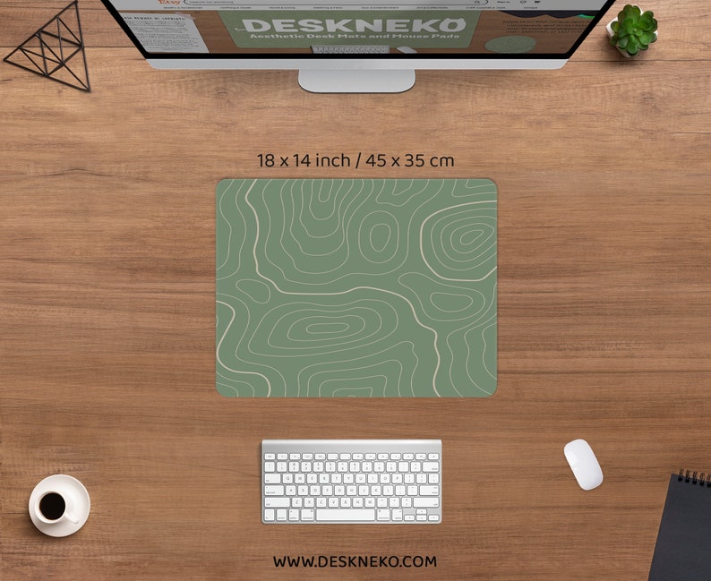 Green Topographic Desk Mat Large Mouse Pad Topo Map Contour - Etsy