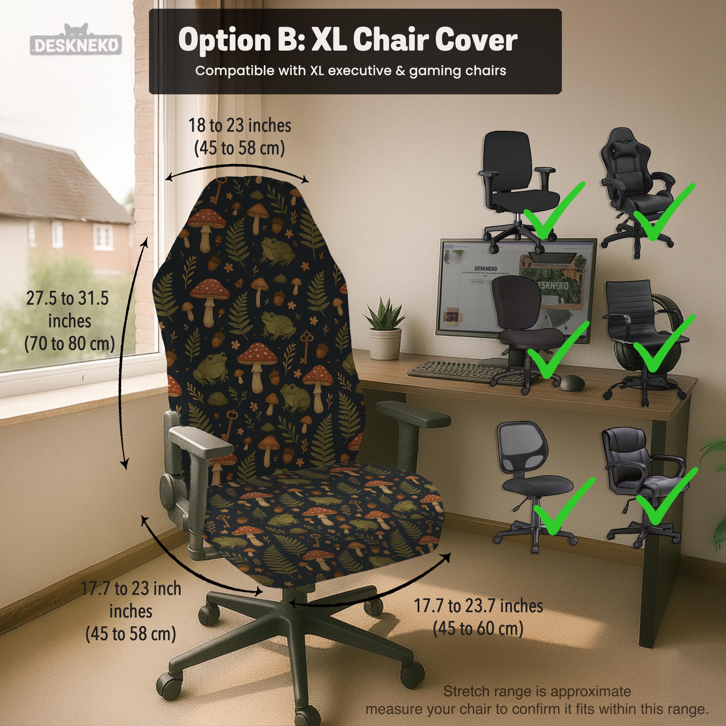 Cottagecore Goblincore Office Chair Cover, Woodland Mushroom Fern ...