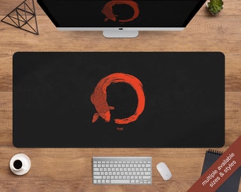 Japanese Koi Desk Mat Black and Red Mousepad Xl Japan Fish - Etsy