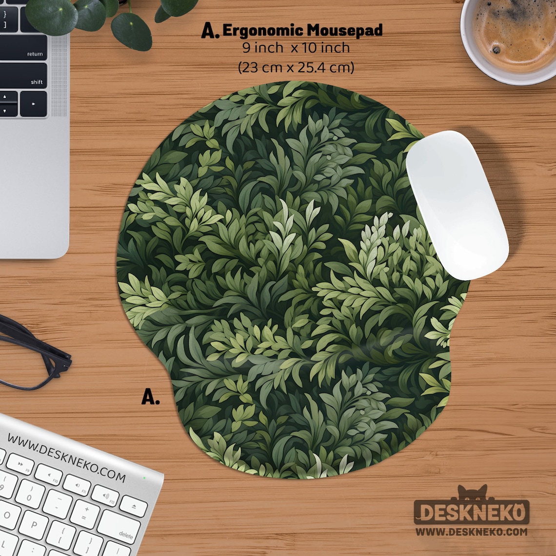 Green Desk Mat: Nature Mouse Pad, Forest Plants Mousepad Xxl, Leather ...