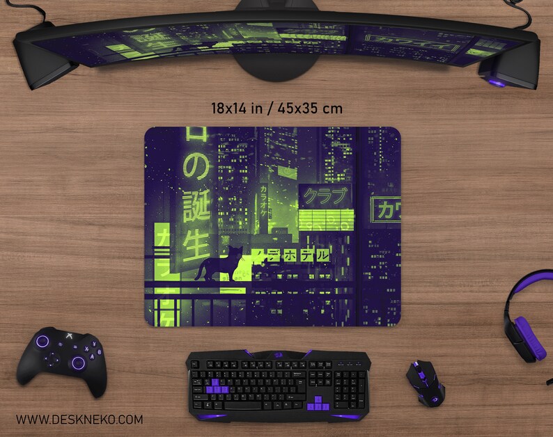 Vaporwave Desk Mat RGB Gaming Mousepad Deskmat Neon Green - Etsy
