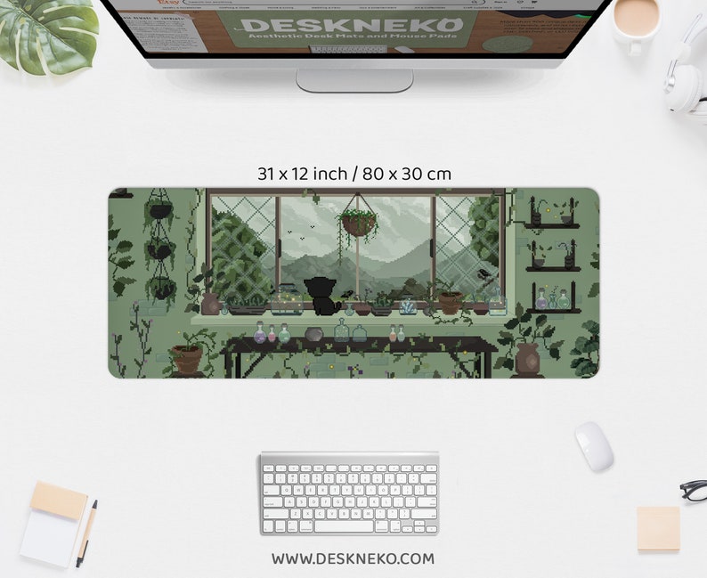 Sage Green Desk Mat Plants Witchy Mouse Pad Cute Lofi Cozy - Etsy