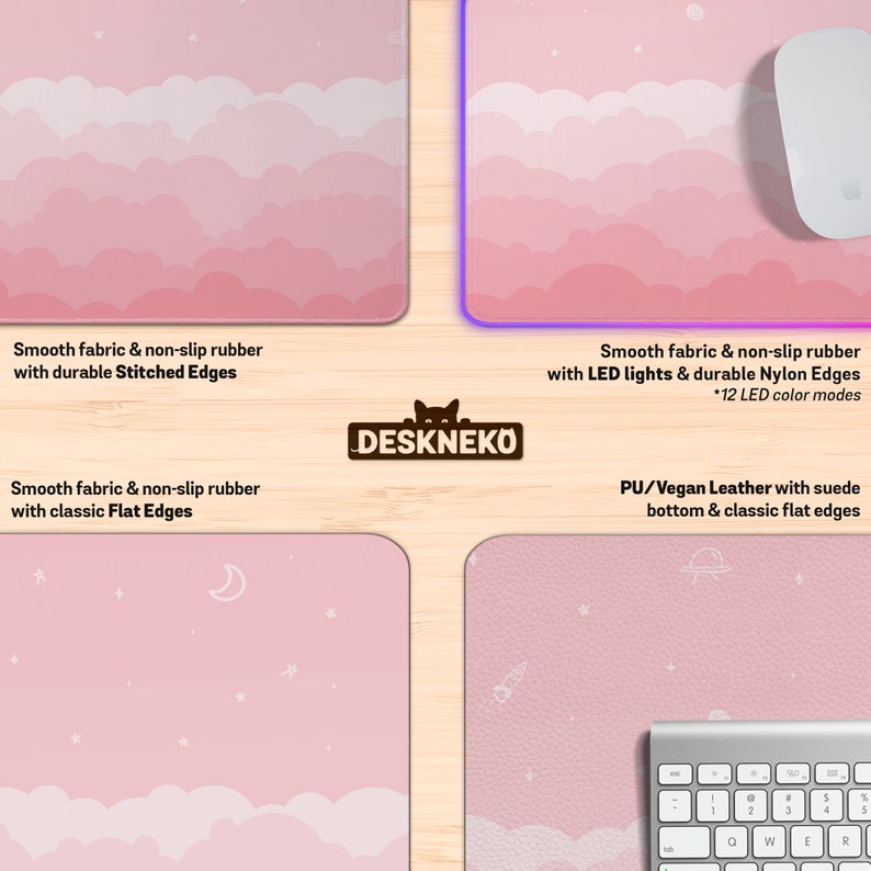 Pink Desk Pad Kawaii, Cloud Desk Mat Xl, Cute Pastel Space, XXL Gaming ...