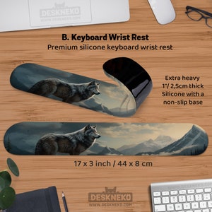 Mountain Wolf Desk Mat: Nature Mouse Pad Xl, Grey Landscape Art, Extra ...