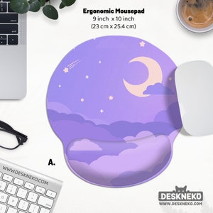Kawaii Purple Desk Mat Xl, Cute Mouse Pad Xxl, Large Mousepad Clouds ...