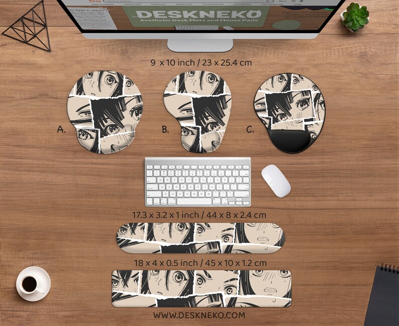 Manga Desk Mat Xxl, Anime Mousepad Large, White Beige Black Retro ...