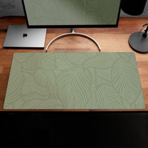 Green Desk Mat, Minimalist Deskmat, Nature Plants Boho, Sage Mousepad ...