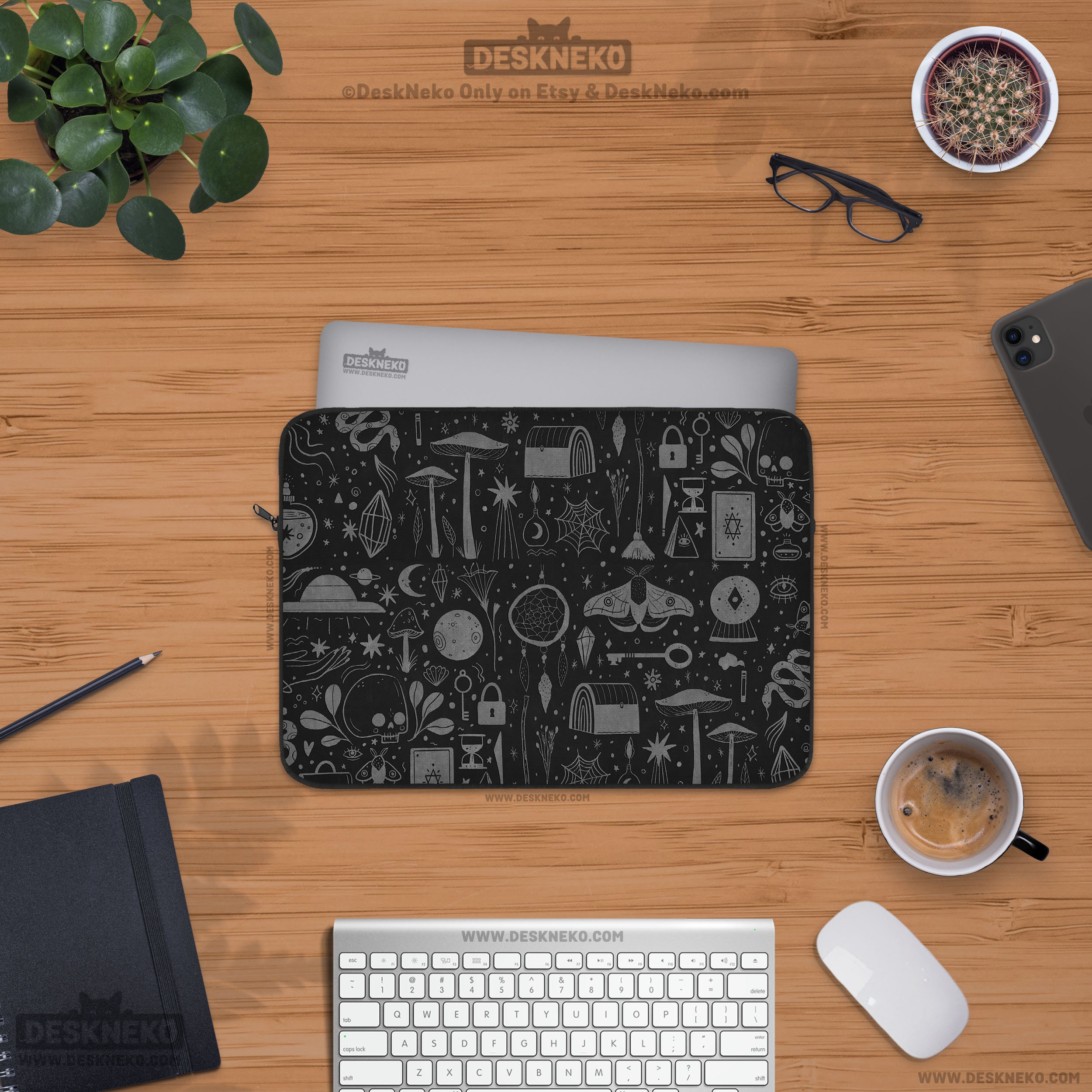 Black Witchy Laptop Sleeve, Cute Goth Laptop Bag, Halloween skull cover ...