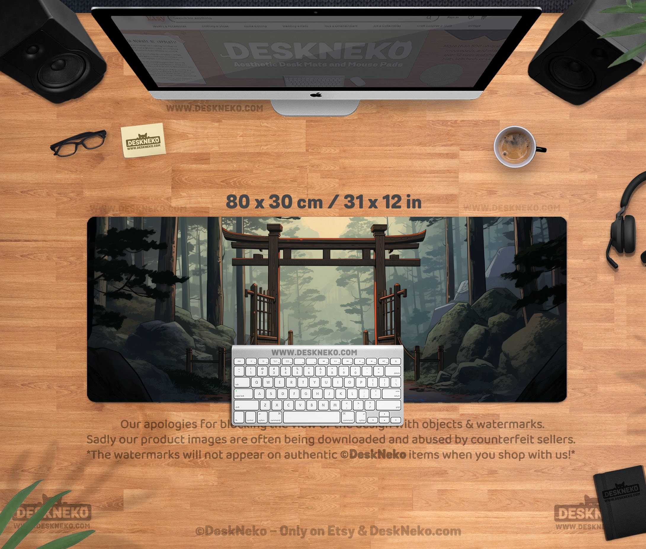 Japanese Desk Mat: Torii Shrine, Large Anime Mousepad, XL LED Gaming ...