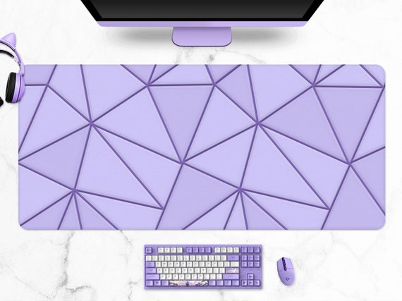 Purple Geometric Gaming Desk Mat Pink Lavender Lilac | Etsy