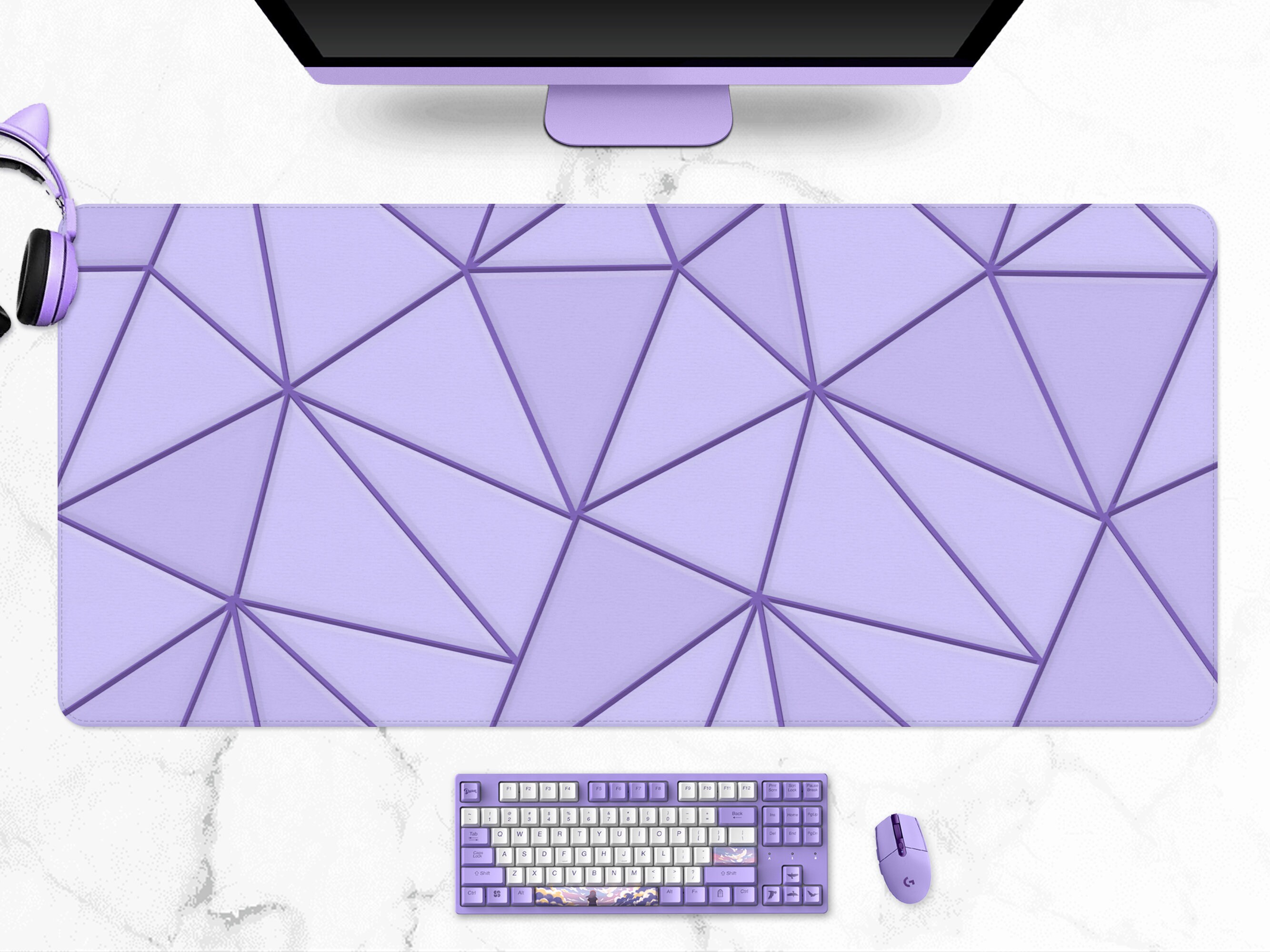Purple Geometric Gaming Desk Mat Pink Lavender Lilac - Etsy UK