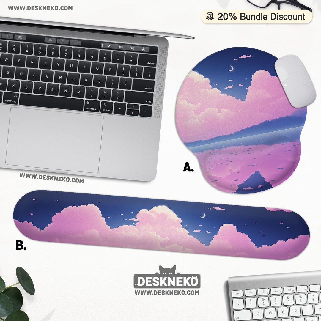 Cute Clouds Mouse Pad Desk Mat, Ergonomic Mousepad With Wrist Rest ...