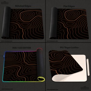 Topo Desk Mat Orange, Gaming Mouse Pad Large, Minimal LED Deskmat Black ...