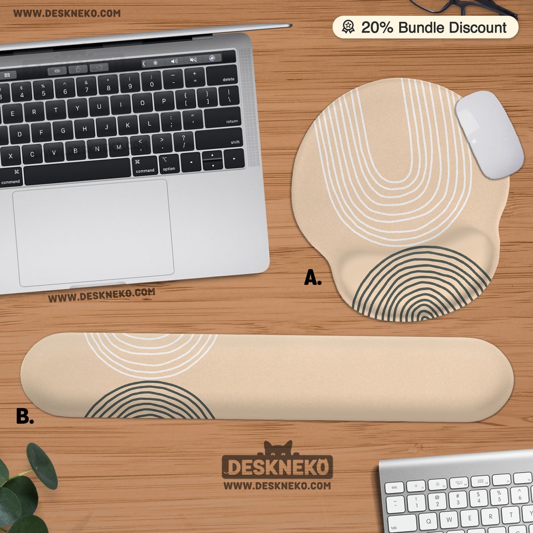 Boho Ergonomic Mouse Pad: Keyboard Wrist Rest, Beige MCM Mid Century ...