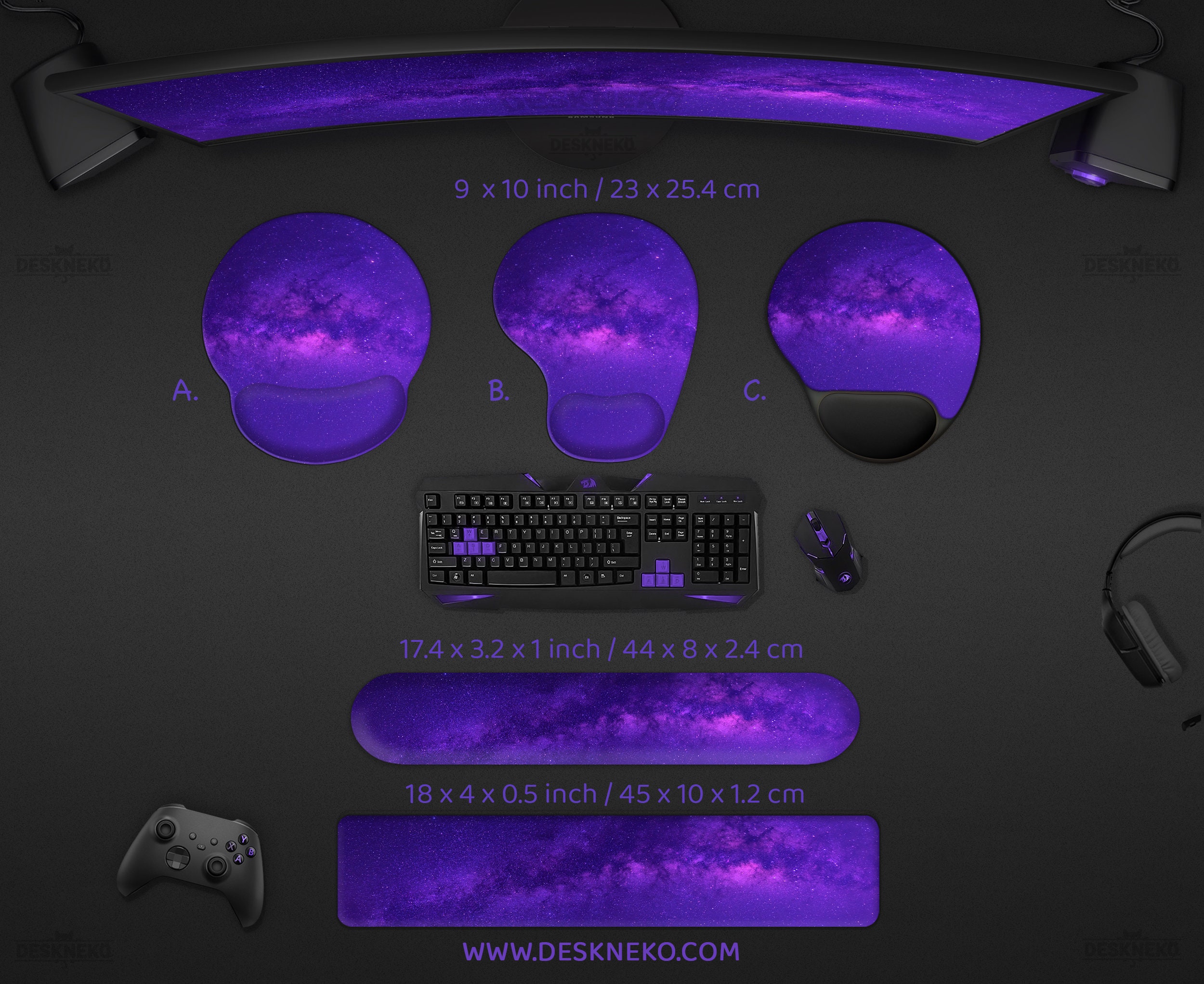 Space Desk Mat Purple, Nebula Mouse Pad Large, RGB LED Gaming Deskmat ...