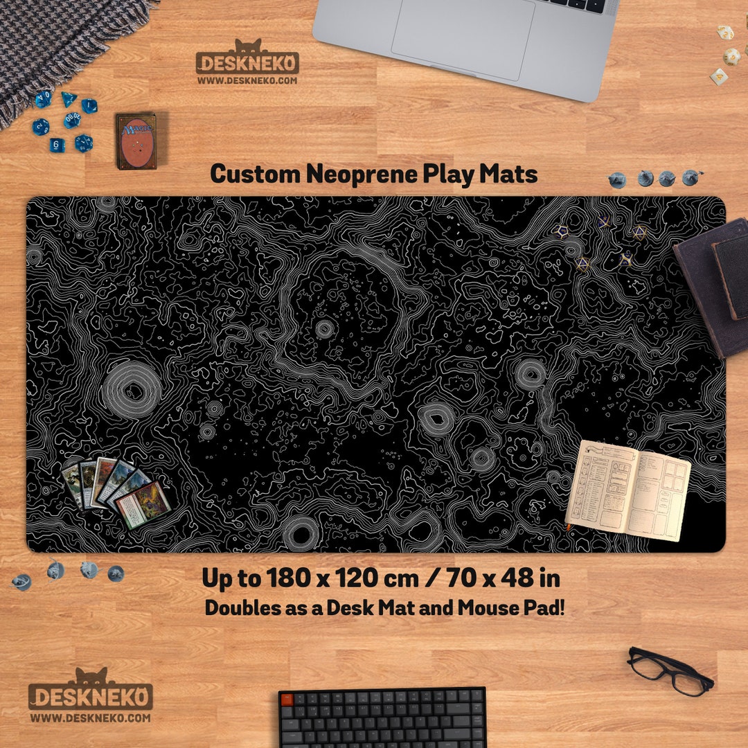 Moon Map Play Mat/desk Mat, Tcg Mtg Dnd Table Playmat, Xl Topo ...