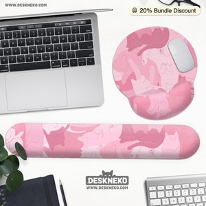 Pink Cats Desk Mat, Cute Mouse Pad Wrist Rest, Xxl Large Mousepad Led ...