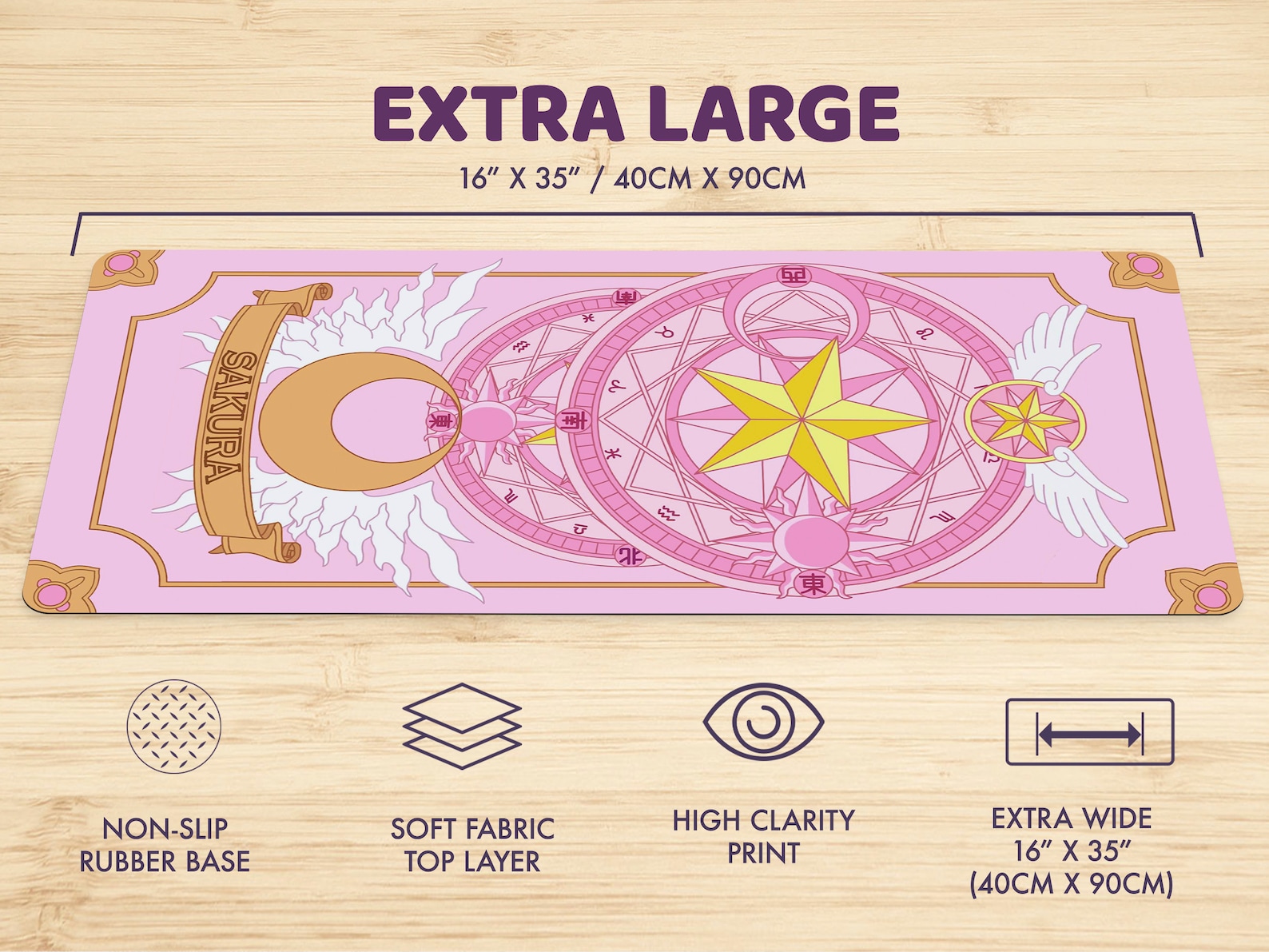 Sakura Desk Mat, XXL Gaming Mousepad, Kawaii Pastel Pink Cardcaptor ...