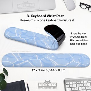 Blue Water Desk Mat: Kawaii Mouse Pad Xl, Light Ocean Waves Deskmat ...