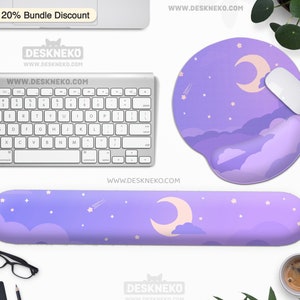 Kawaii Purple Desk Mat Xl, Cute Mouse Pad Xxl, Large Mousepad Clouds ...