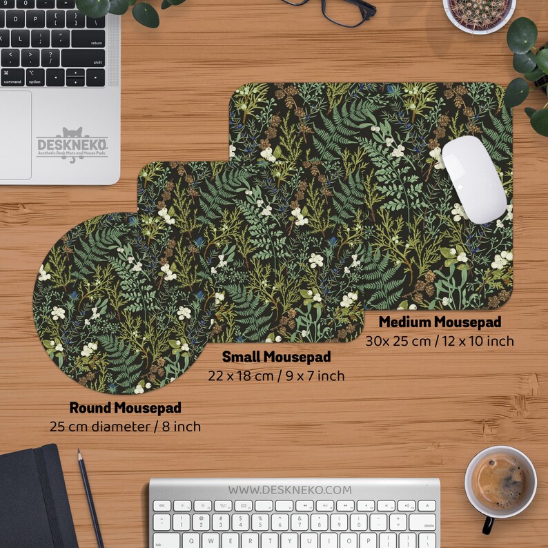 Botanical Desk Mat, Dark Green Mouse Pad, Fern Mousepad Large ...