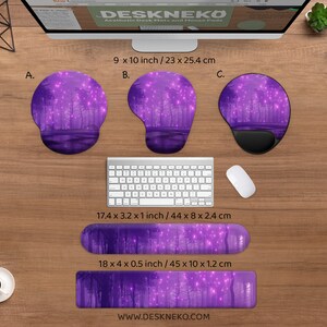 Purple Forest Desk Mat, Glowing Firefly Mouse Pad, Magical Witchy Fairy ...